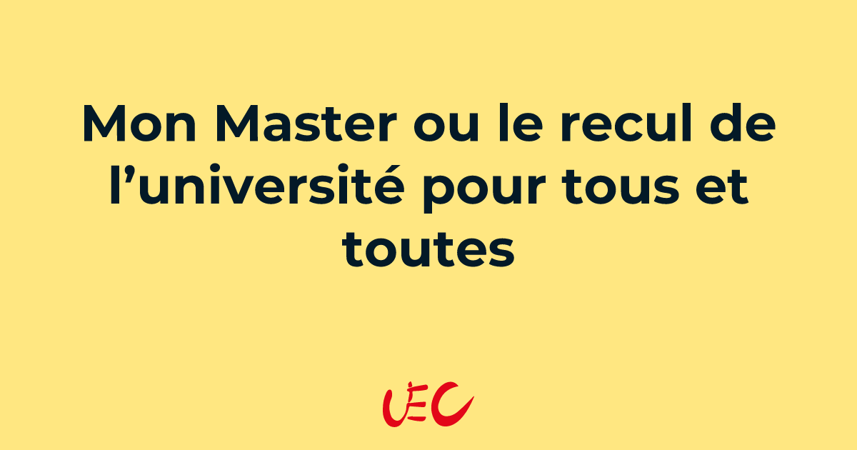 Mon Master ou le recul de l’université pour tous et toutes